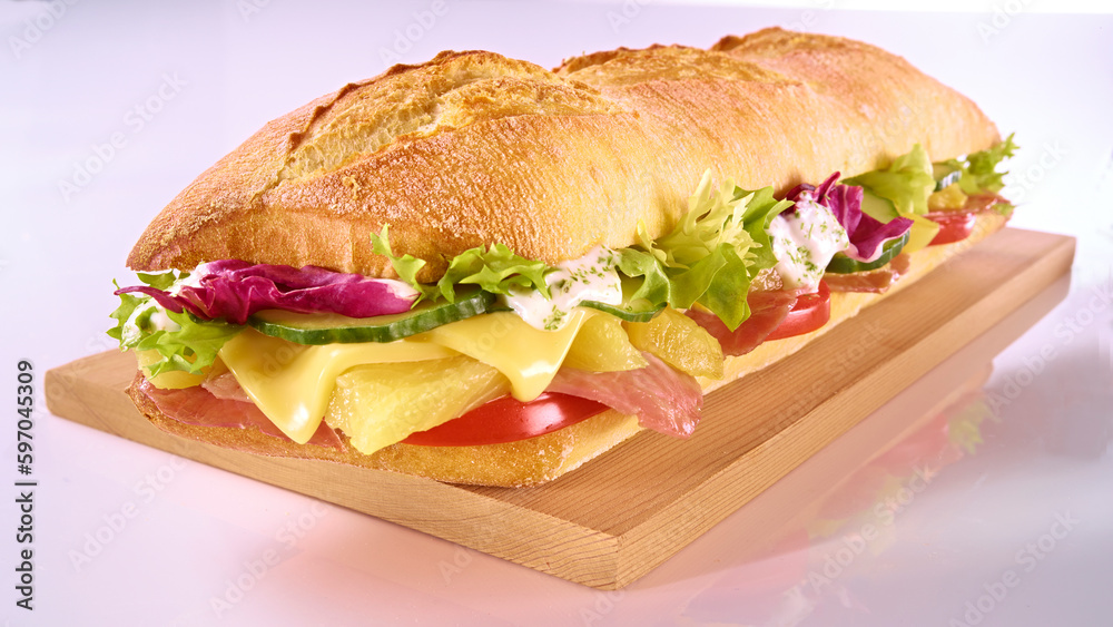 Croque mit Schinken plus Ananas und Gurkenscheiben dazu Tomatenscheiben ...