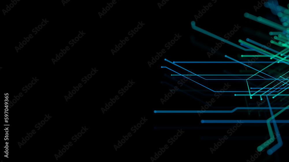 Computing Concept with High-Tech Structure. Blue and Green Futuristic ...