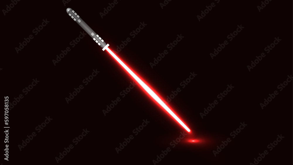 Neon light swords, flash and sparkles, Attacking swing of the red ...