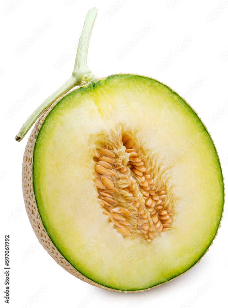 Crown Musk Melon on white background, Shizuoka Crown Melon Yama Grade ...