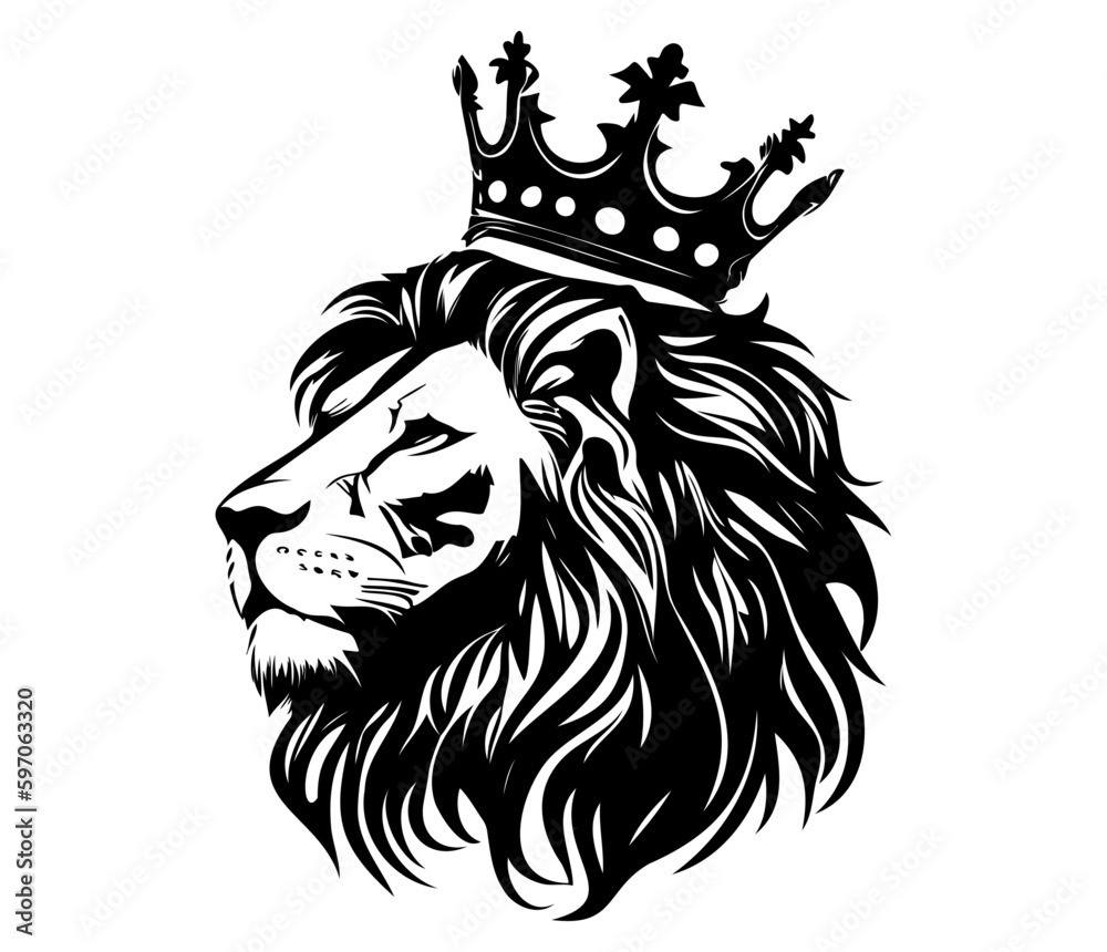 lion head with crown, king lion Stock Vector | Adobe Stock