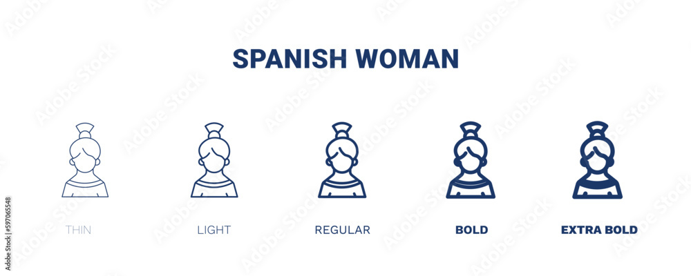 spanish woman icon. Thin, light, regular, bold, black spanish woman ...