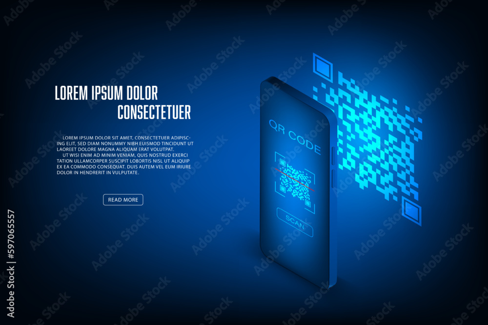 Vector QR code with smartphone technology concept. Stock Vector | Adobe ...