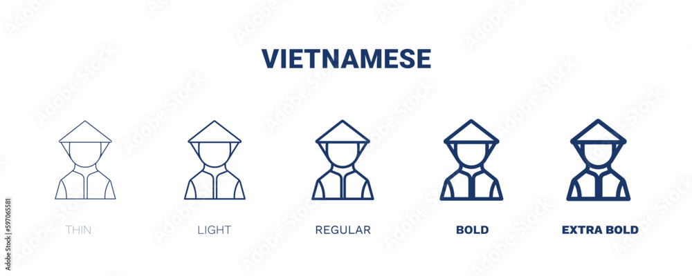 vietnamese icon. Thin, light, regular, bold, black vietnamese icon set ...