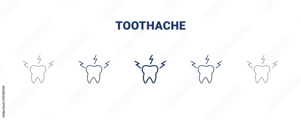 Vetor de toothache icon. Thin, light, regular, bold, black toothache ...