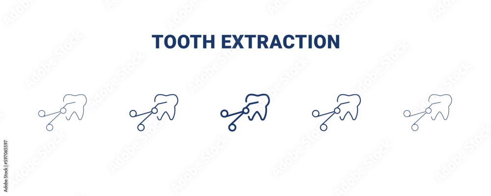tooth extraction icon. Thin, light, regular, bold, black tooth ...