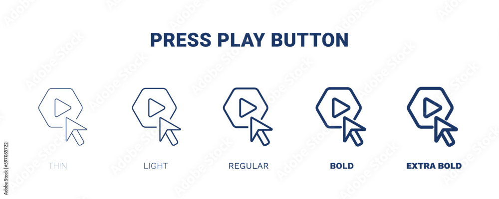 press play button icon. Thin, light, regular, bold, black press play ...