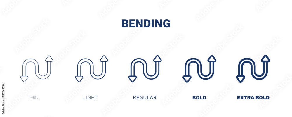 bending icon. Thin, light, regular, bold, black bending icon set from ...