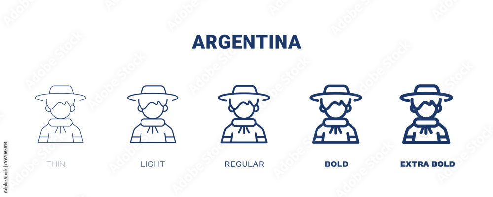 argentina icon. Thin, light, regular, bold, black argentina icon set ...