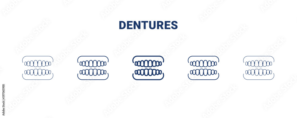 dentures icon. Thin, light, regular, bold, black dentures icon set from ...