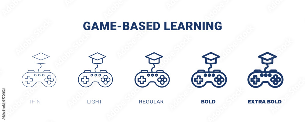 Vetor de game-based learning icon. Thin, light, regular, bold, black ...
