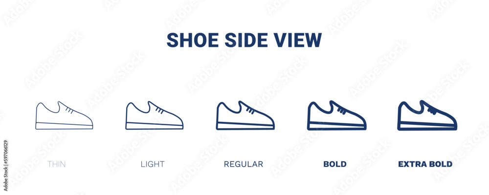 shoe side view icon. Thin, light, regular, bold, black shoe side view ...