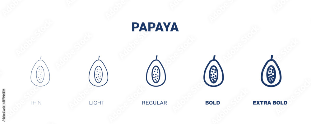 papaya icon. Thin, light, regular, bold, black papaya icon set from ...