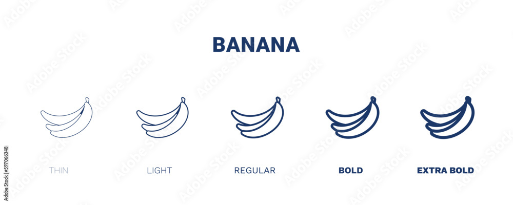 banana icon. Thin, light, regular, bold, black banana icon set from ...