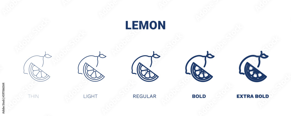 lemon icon. Thin, light, regular, bold, black lemon icon set from ...