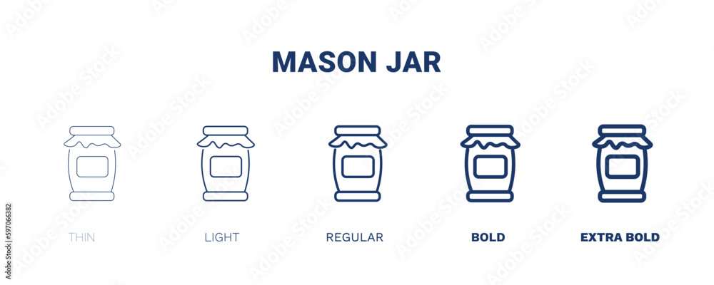 mason jar icon. Thin, light, regular, bold, black mason jar icon set ...