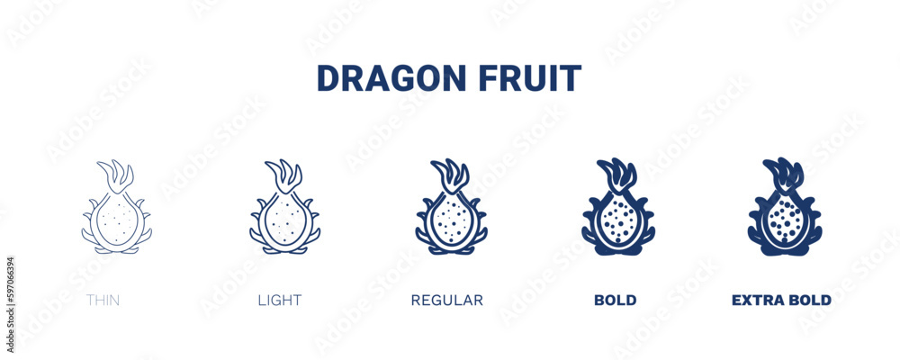 dragon fruit icon. Thin, light, regular, bold, black dragon fruit icon ...
