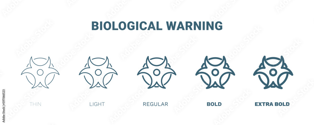 biological warning icon. Thin, light, regular, bold, black biological ...