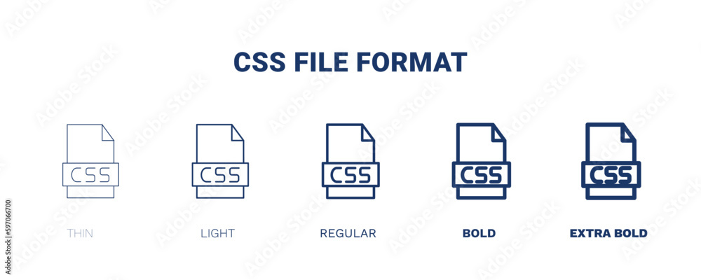 Css File Format Icon Thin Light Regular Bold Black Css File Format Icon Set From