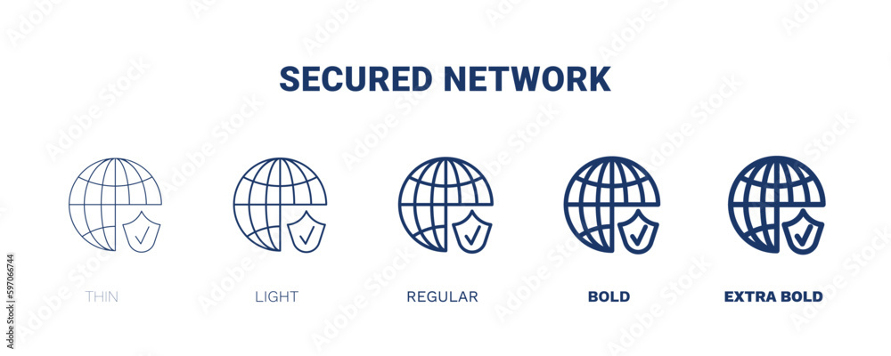 Secured Network Icon Thin Light Regular Bold Black Secured Network