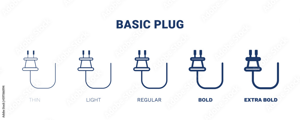 basic plug icon. Thin, light, regular, bold, black basic plug icon set ...