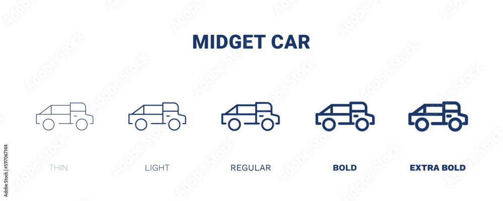 midget car icon. Thin, light, regular, bold, black midget car icon set ...