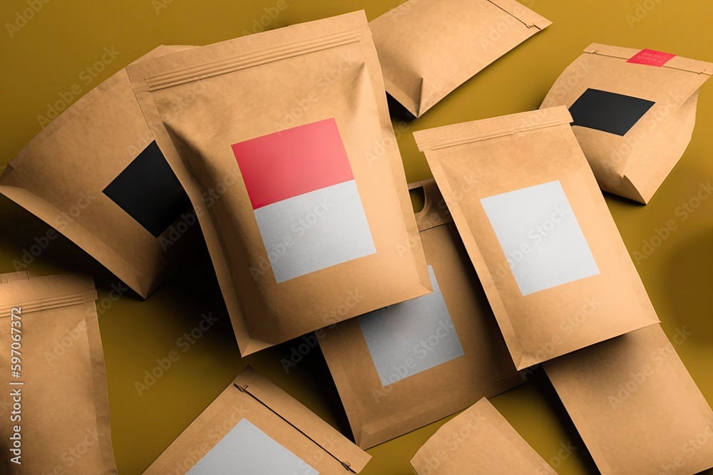 Paper bag mock up. Paper texture. Generative Ai Stock Illustration ...