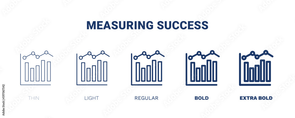 measuring success icon. Thin, light, regular, bold, black measuring ...