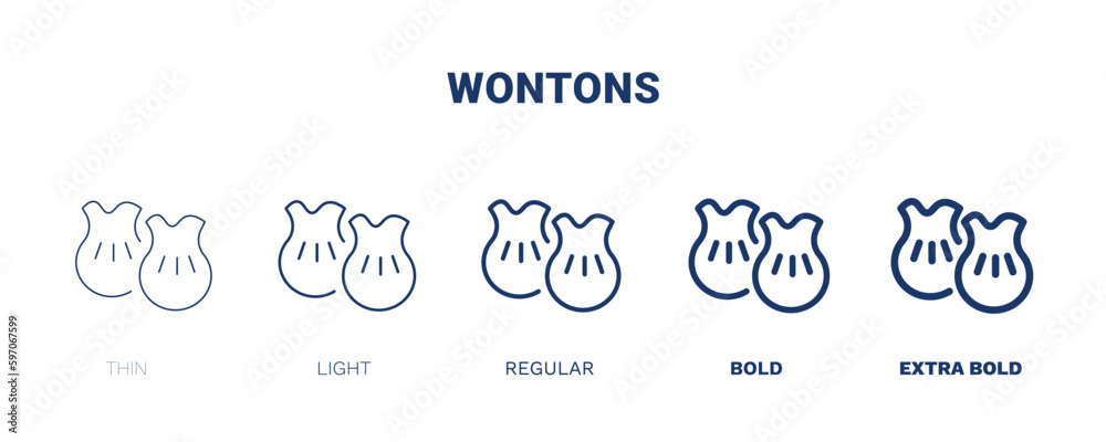 wontons icon. Thin, light, regular, bold, black wontons icon set from ...