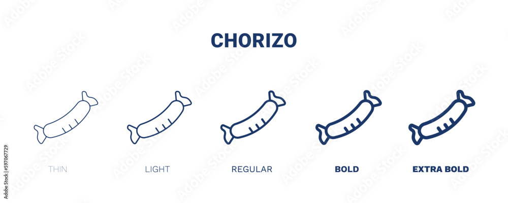chorizo icon. Thin, light, regular, bold, black chorizo icon set from ...