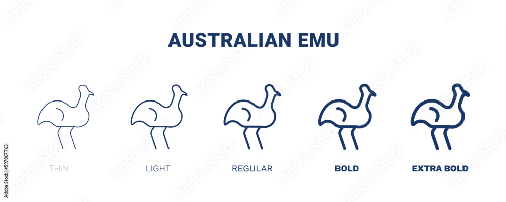 australian emu icon. Thin, light, regular, bold, black australian emu ...