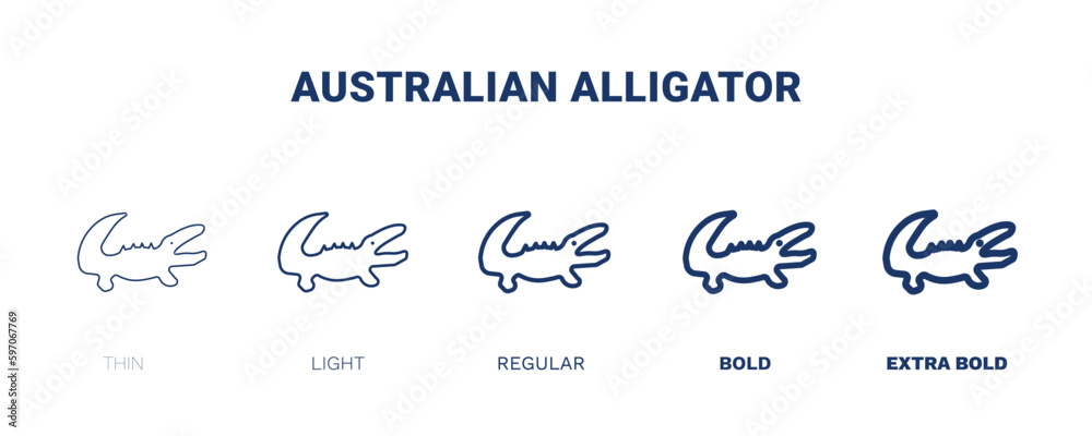 australian alligator icon. Thin, light, regular, bold, black australian ...