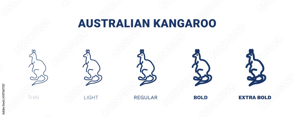 australian kangaroo icon. Thin, light, regular, bold, black australian ...