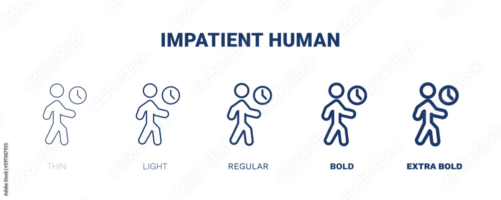 impatient human icon. Thin, light, regular, bold, black impatient human ...