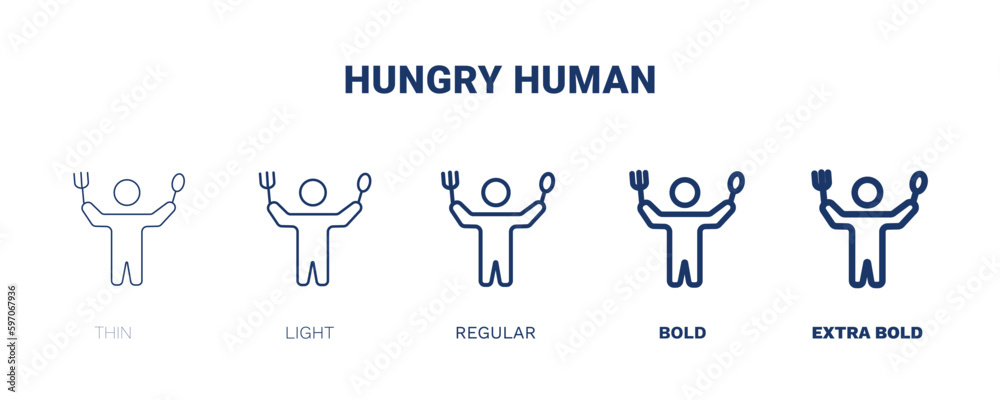 hungry human icon. Thin, light, regular, bold, black hungry human icon ...
