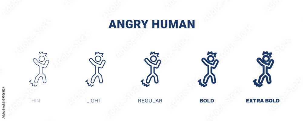 angry human icon. Thin, light, regular, bold, black angry human icon ...
