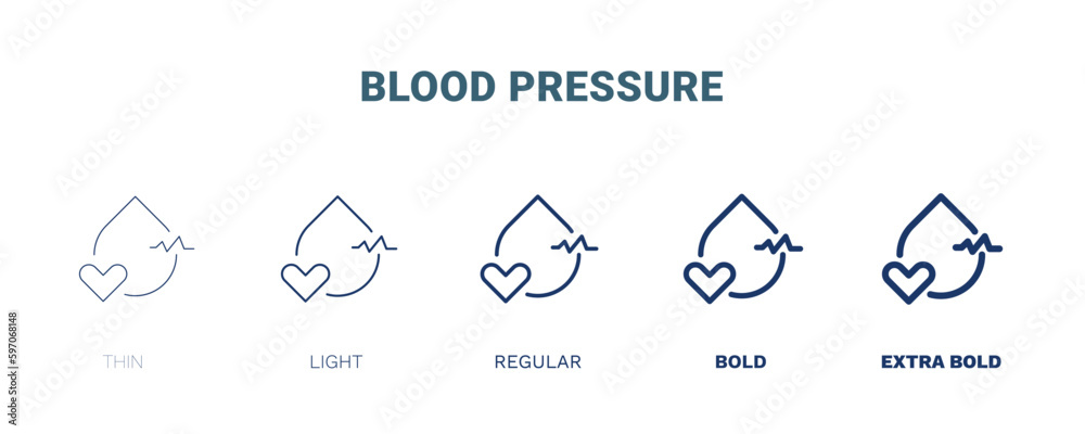 Vettoriale Stock blood pressure icon. Thin, light, regular, bold, black ...