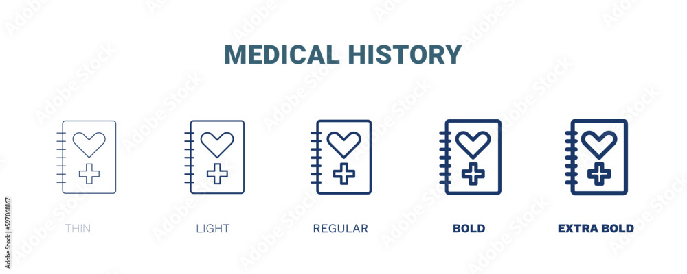 medical history icon. Thin, light, regular, bold, black medical history ...