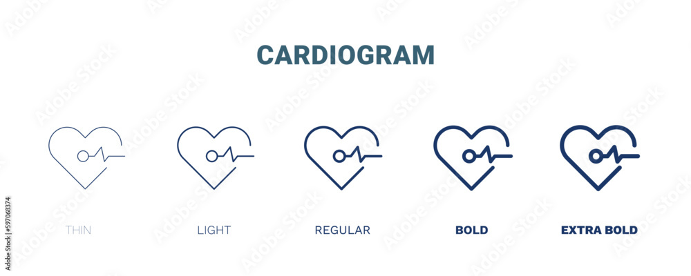 cardiogram icon. Thin, light, regular, bold, black cardiogram icon set ...