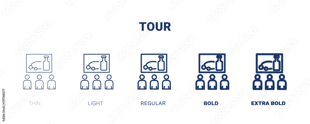 tour icon. Thin, light, regular, bold, black tour icon set from museum ...