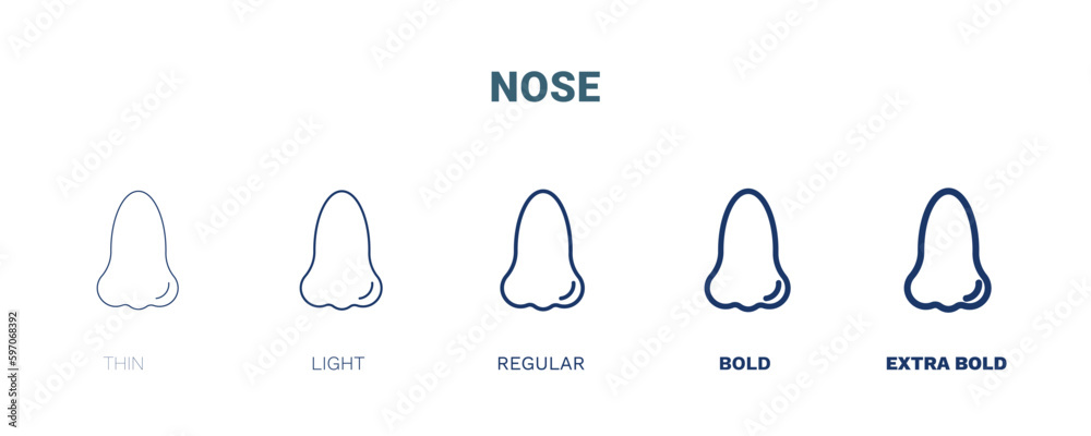 Vetor de nose icon. Thin, light, regular, bold, black nose icon set ...