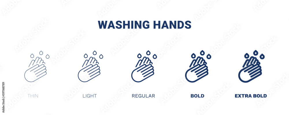 Vecteur Stock washing hands icon. Thin, light, regular, bold, black ...