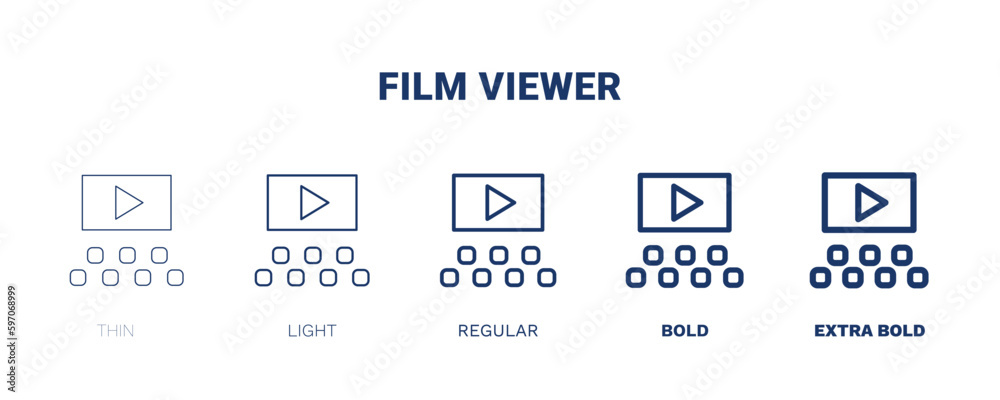 film viewer icon. Thin, light, regular, bold, black film viewer icon ...