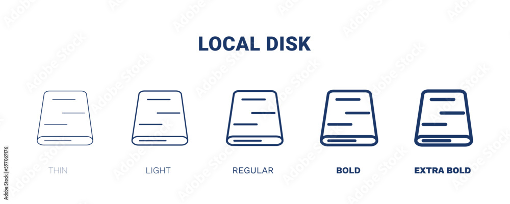 local disk icon. Thin, light, regular, bold, black local disk icon set ...
