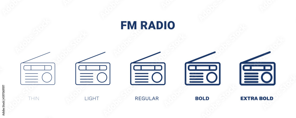 fm radio icon. Thin, light, regular, bold, black fm radio icon set from ...