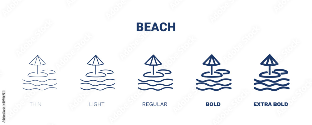 beach icon. Thin, light, regular, bold, black beach icon set from hotel ...