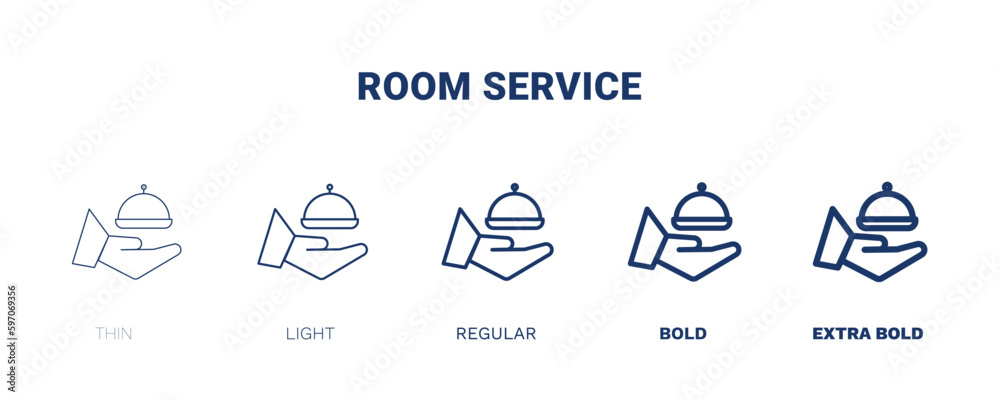 room service icon. Thin, light, regular, bold, black room service icon ...