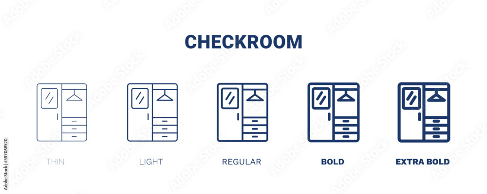 checkroom icon. Thin, light, regular, bold, black checkroom icon set ...