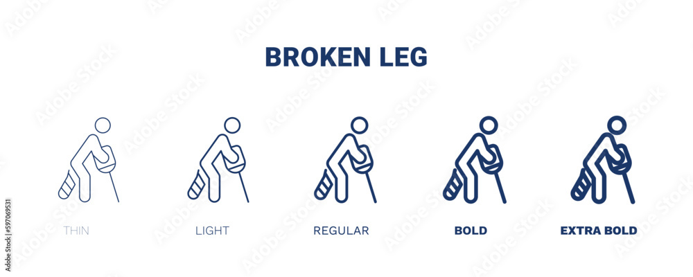 broken leg icon. Thin, light, regular, bold, black broken leg icon set ...