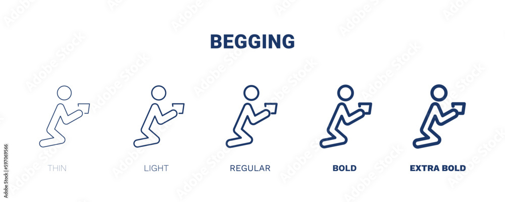 begging icon. Thin, light, regular, bold, black begging icon set from ...